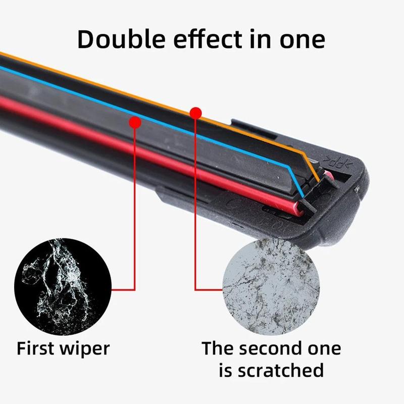 Double Rubber Strip Wiper Blade Universal Car Soft Cleaning Wiper ...