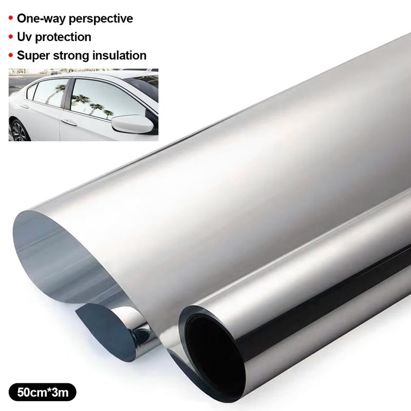 50 x 300cm Universal Uncut Car Vehicle Window Mirror Silver Chrome Tint ...