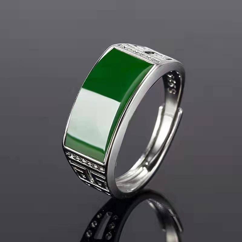 Cincin Jed Hijau Hetian, Alamiah, Cincin Perak 925 Sterling Baru ...