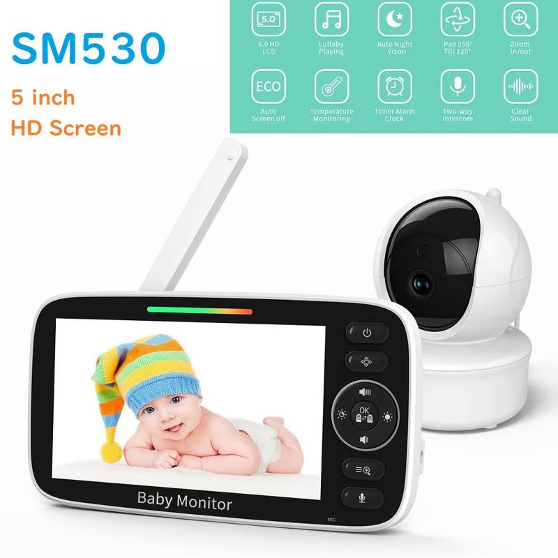 Monitor Bayi HD, SM530, Skrin Pisah IPS 5 inci, Bateri 4000mAh ...