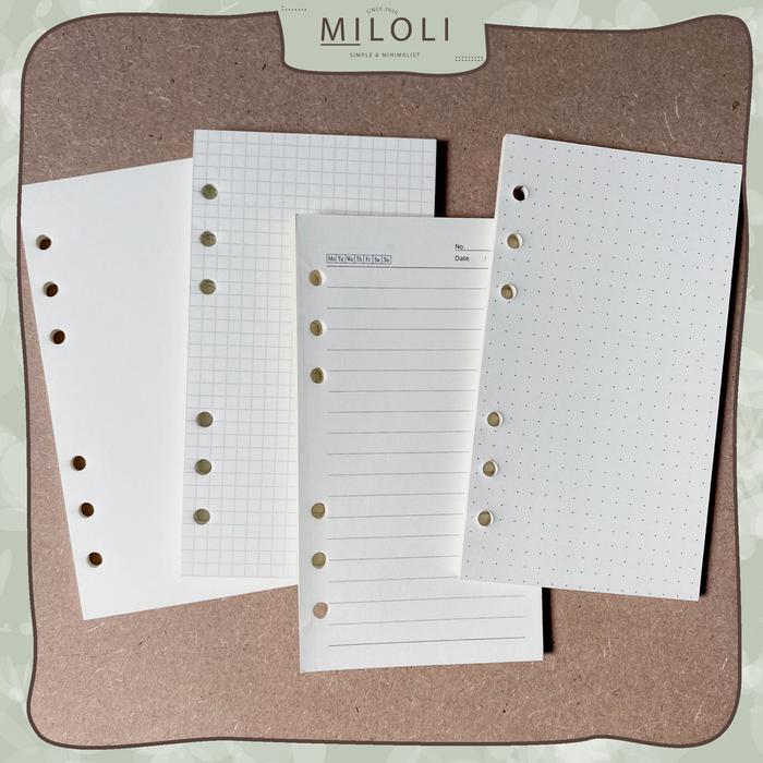 Promo [MILOLI] Isi Binder A5 A6 A7 Polos Bergaris Refill Binder Kertas ...