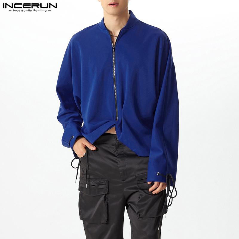 INCERUN Men's Minimalist Stand Neck Zipper Long Sleeve Outwear - TikTok ...