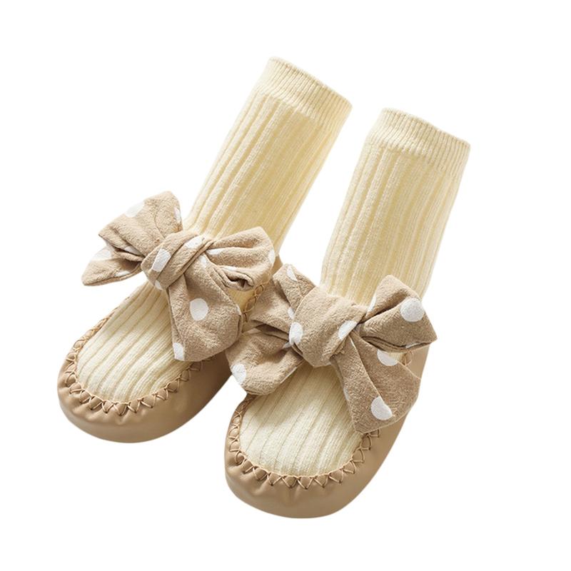 Baby Girls Socks Shoes, Cute Dots Bowknot Non-slip Floor Slippers ...