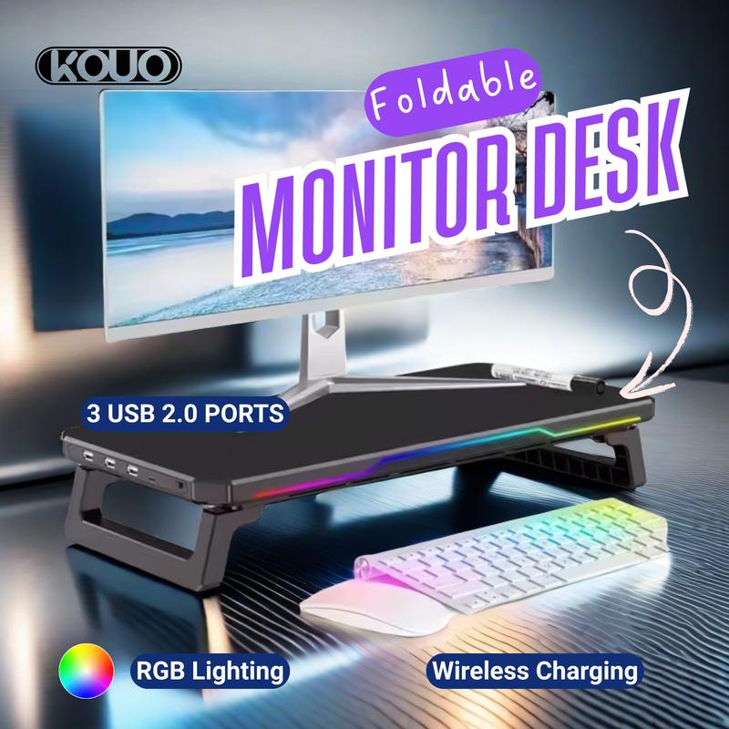 KOUO Monitor Desk Foldable Wireless Charging RGB Light Type- - Shop ...