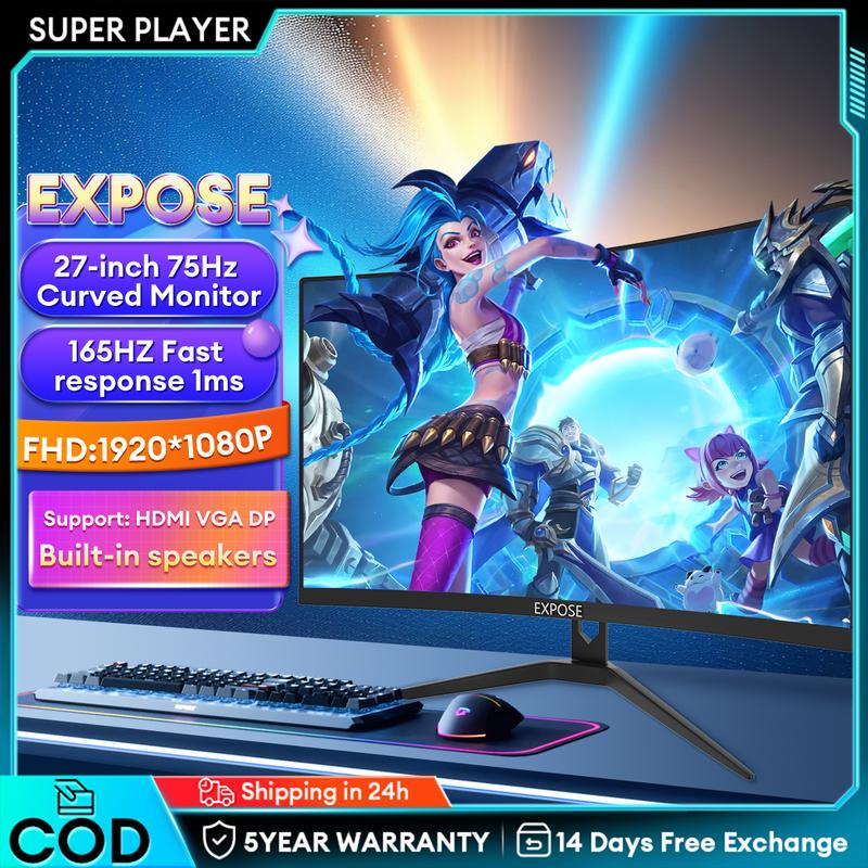 【EXPOSE】Monitor PC Gaming 24/27 inch 75/100/165HZ Desktop Compute ...