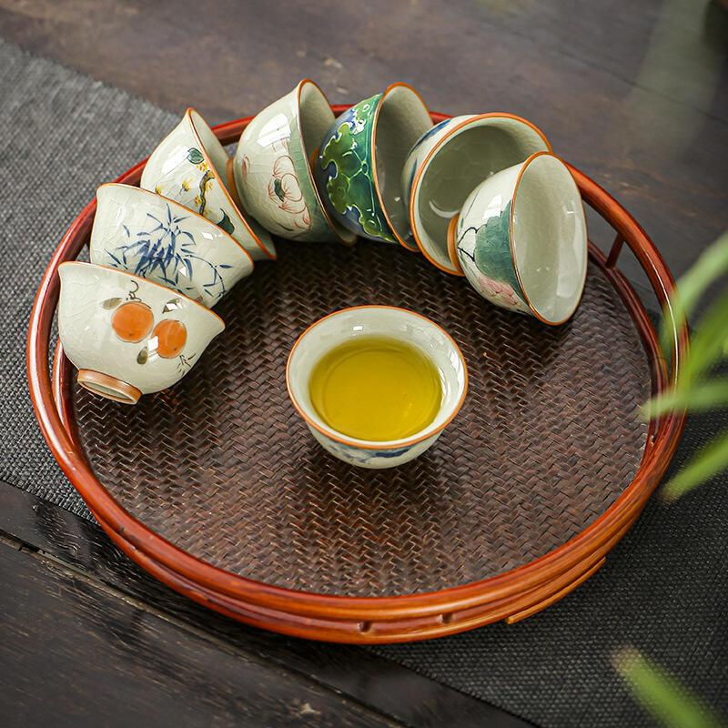 Cawan Teh Kiln Ge, Lukisan Tangan, Warna Bawah Glaze, Set Teh Kung Fu ...