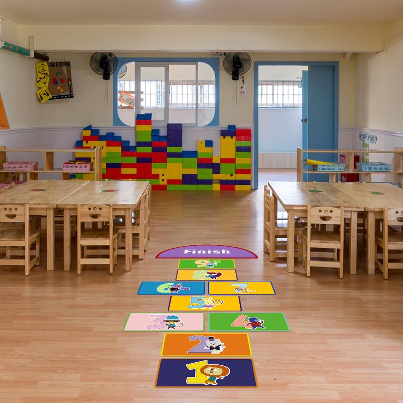 Hopscotch Game Cartoon Animal Number Wall Stickers for Kindergarten ...
