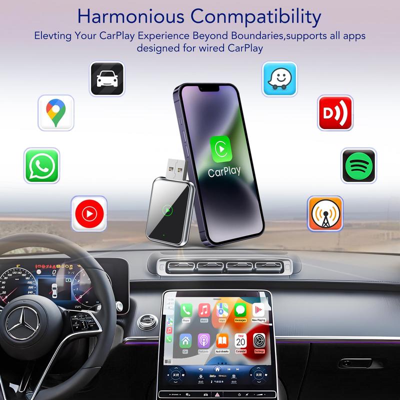 [1-Year Warranty] Wireless CarPlay Android Auto Box 2-in-1, Type-C/USB ...