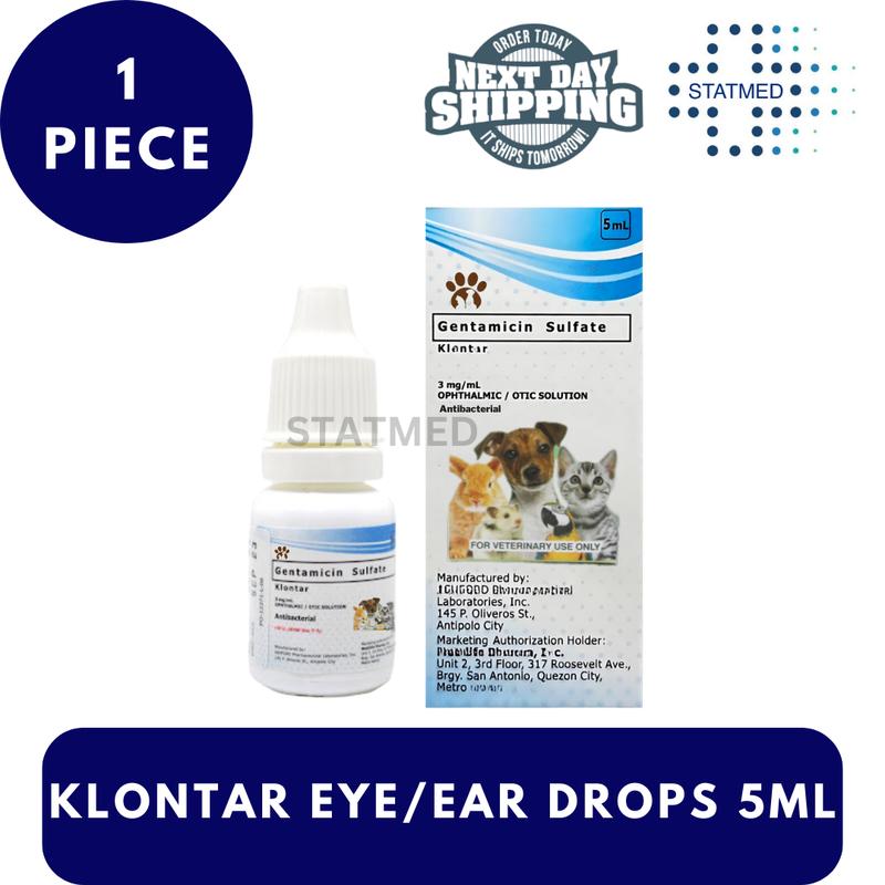 Klontar Gentamicin Eye/Ear Drops 5mL for Pets & Humns - Effective ...