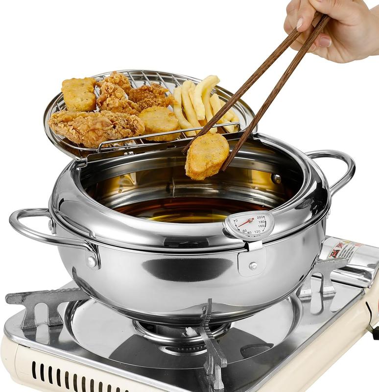 Deep Fryer Pot, 11 Inch/4.2 L Janpanese Tempura Frying Pot with ...