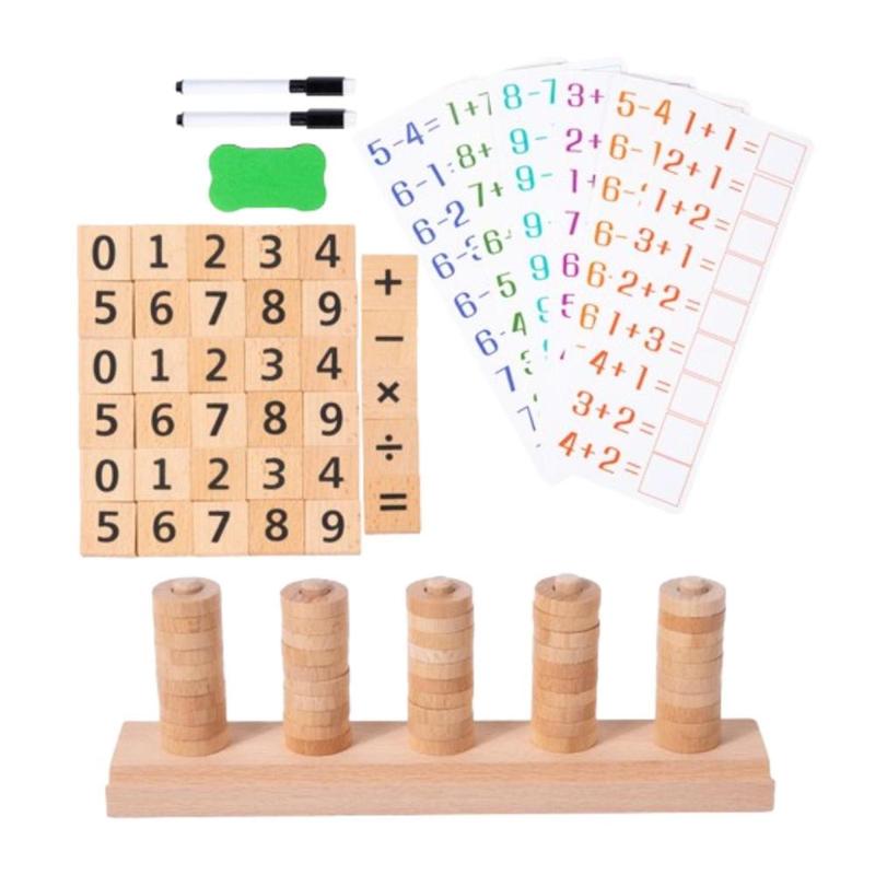 Kids Wooden Number Count Toys Stacking Educational Toddlers Toy ...