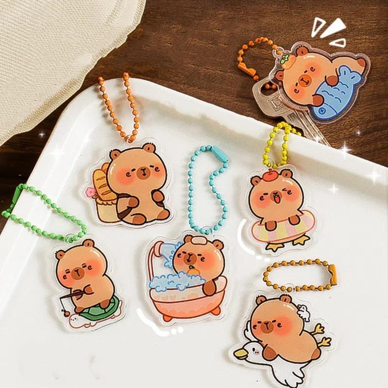 New Lovely Capybara Keychain Acrylic Cartoon Key Ring Bag Aaccessories ...