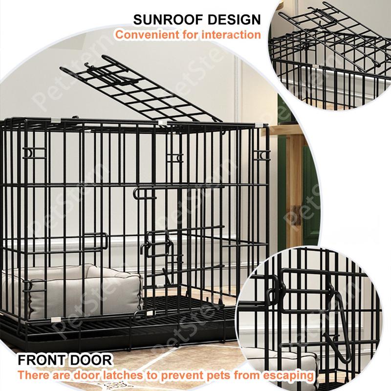 Premium Dog Cage with Poop Tray - Heavy Duty Pet Cage Collapsible ...