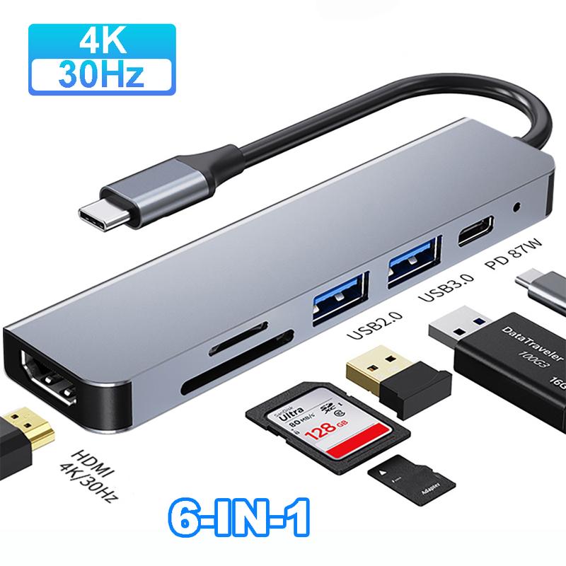 HUB USB C, 4K 30Hz, Jenis C ke HDMI, Serasi PD 87W, Pemisah USB ...