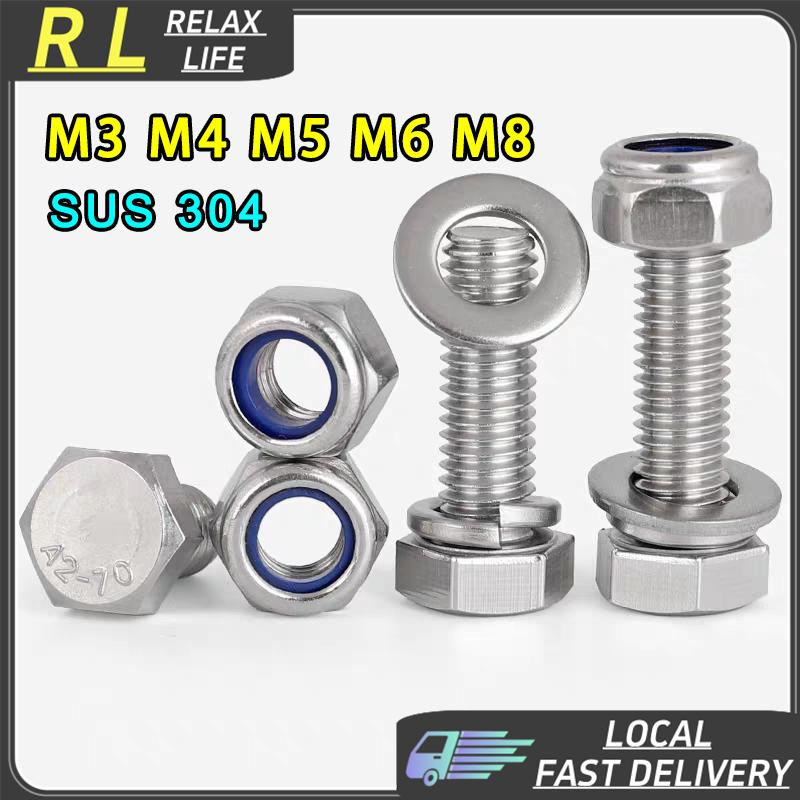 [RL] [SET] Hex Bolt+Wsher+Lock Nut M3, M4, M5, M6, M8 Hexago - TikTok ...