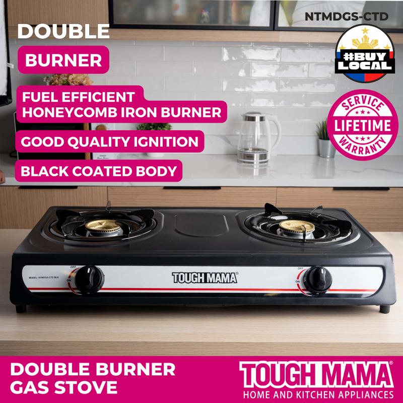 Tough Mama NTMDGS-CTD Black Gas Stove Double Burner Auto-Ignition ...