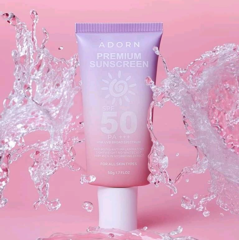 Adorn Premium Sunscreen SPF 50 uva/uvb broad sprectrum with freebies ...