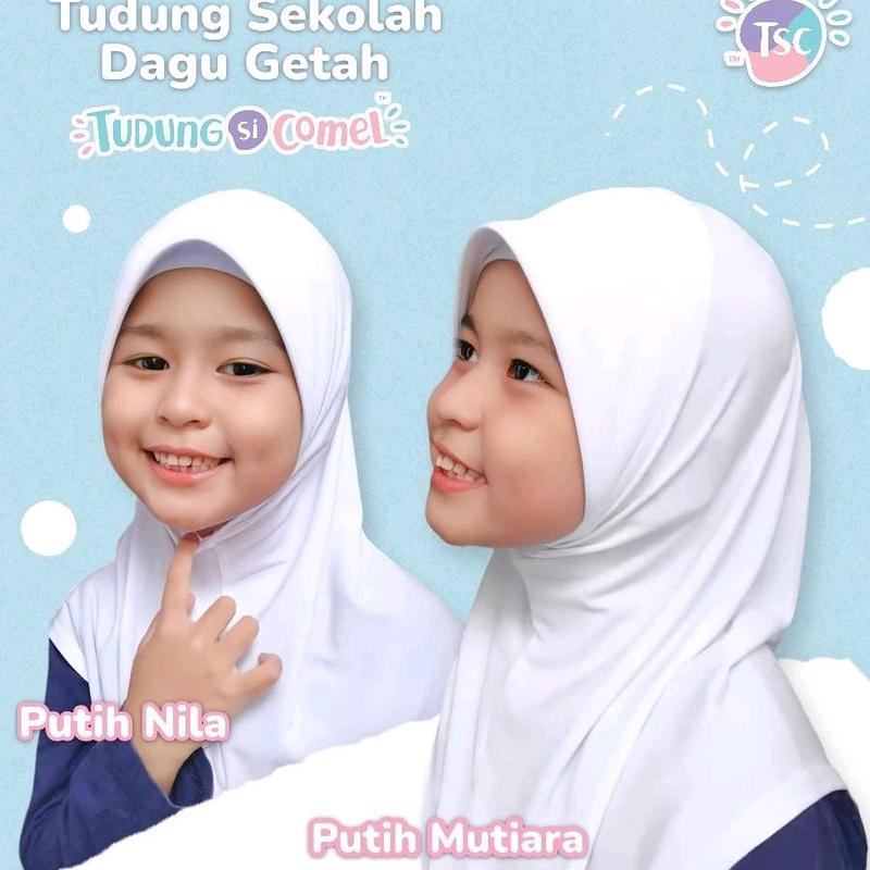 Tudung Sekolah Awning Scuba Getah White Plain Biru Pengawas Tudung ...