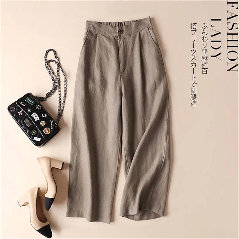 Seluar Kaki Lebar Linen, Bahan Kapas dan Linen, Lima Warna Tersedia ...
