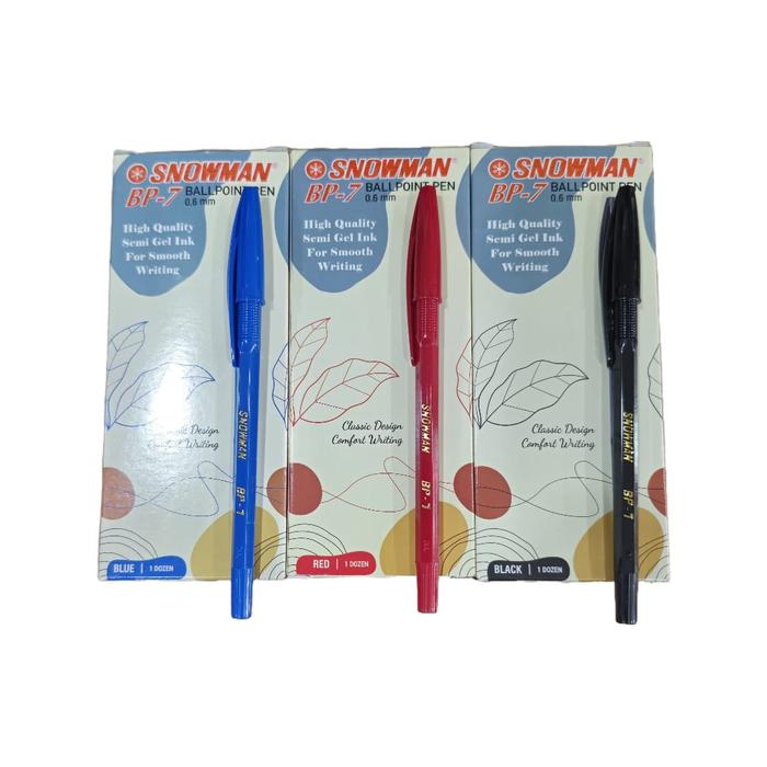 Jual Pena Ballpoint Snowman Bp 7 Hitam 12pcs / Pulpen Bp7 Bp-7 - Merah ...