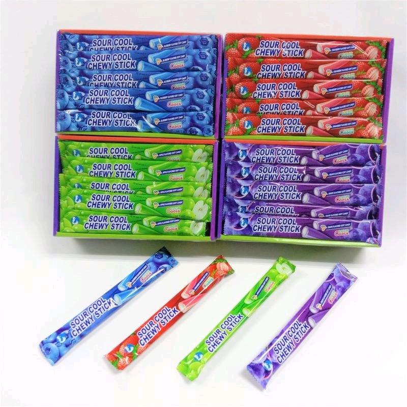 30pcs Sour Cool Chewy Stick Candy Apple / Blueberry / Strawberry ...