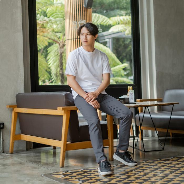 Promo BAPIN Celana Chino Panjang Pria Grey - Kain Katun Stretch Slimfit ...