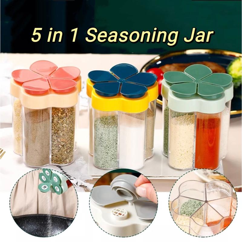 🇲🇾🐸 5 in 1 Seasoning Jar Grid Spice Container Condiment Accessories ...