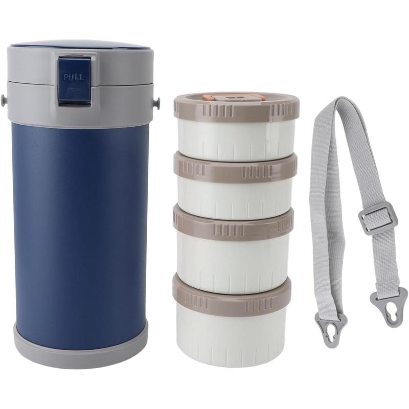 Stainless Steel Insulated Lunch Box, 4 Tier Stackable Food Container ...