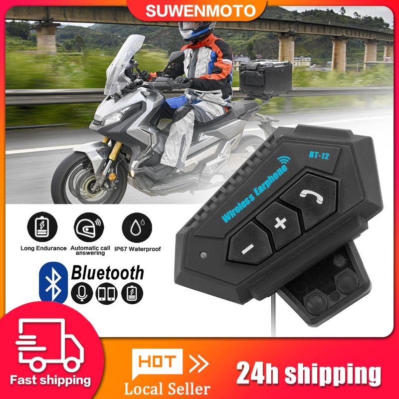 Motorcycle Helmet Headset Bt12 Bluetooth 5.0 Wireless Handsfree ...
