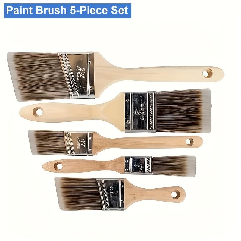 5pcs Professional Paint Brush Set - Angled Paint Brushes, with Wooden ...