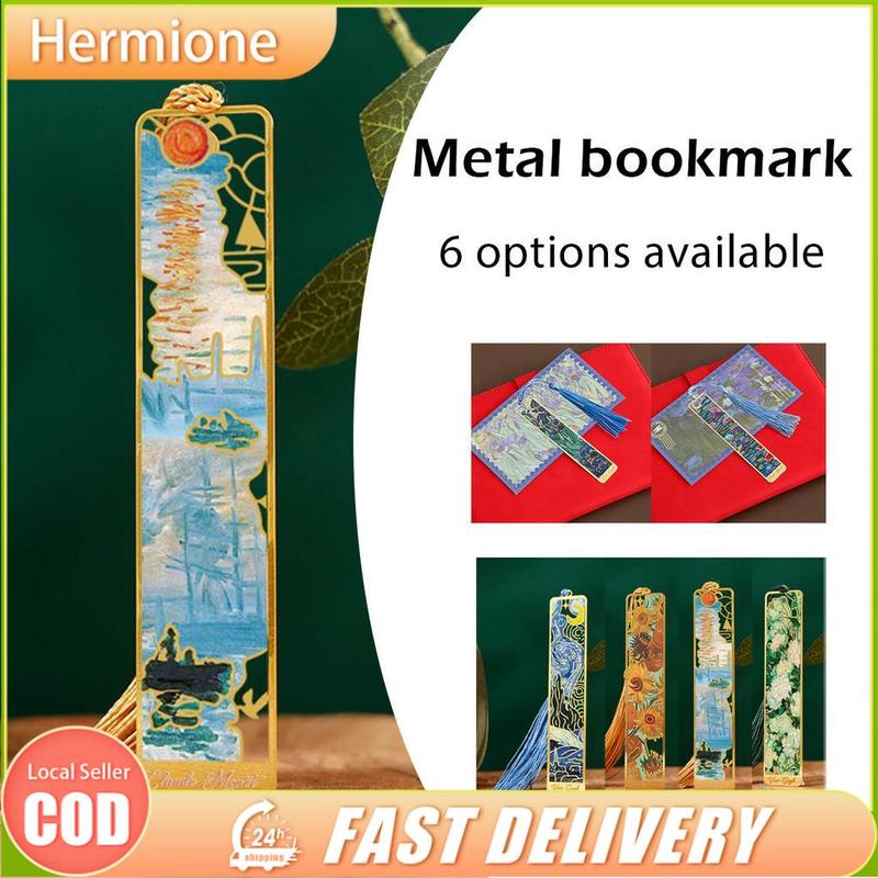 Classical Famous Paintings Metal Bookmark with Tassel Hollow Bronzing ...
