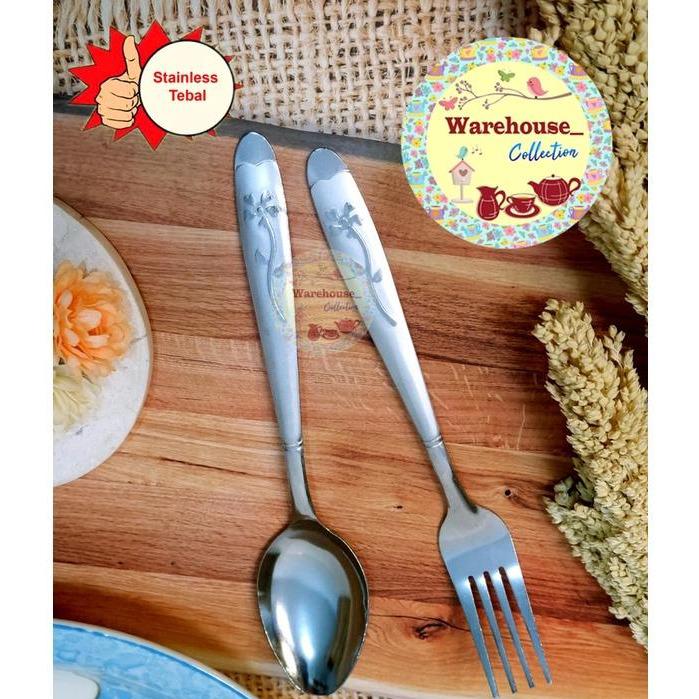 SENDOK GARPU MAKAN MOTIF BUNGA STAINLESS DIJAMIN SUPER TEBAL - Shop ...