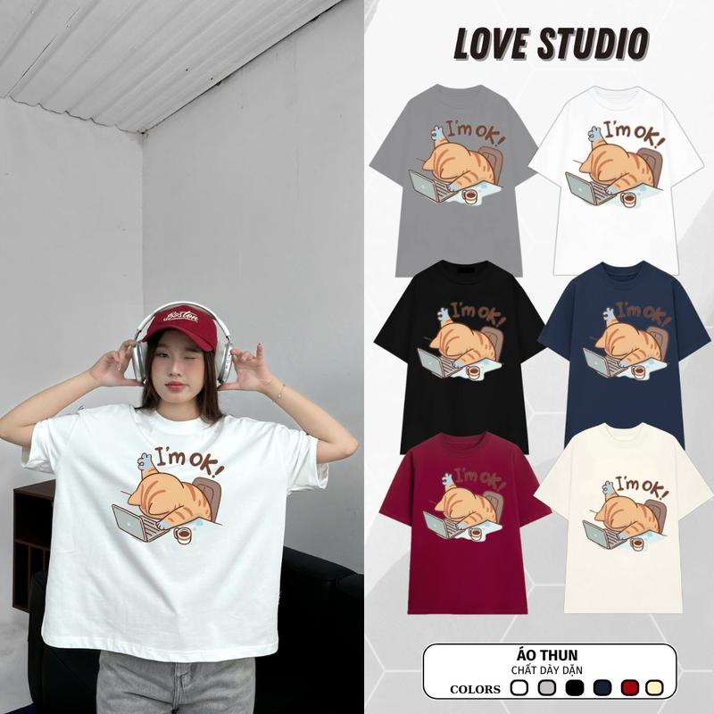 Áo thun cổ tròn form rộng in hình Mèo Ok dễ thương chất Cotton - TikTok Shop Vietnam