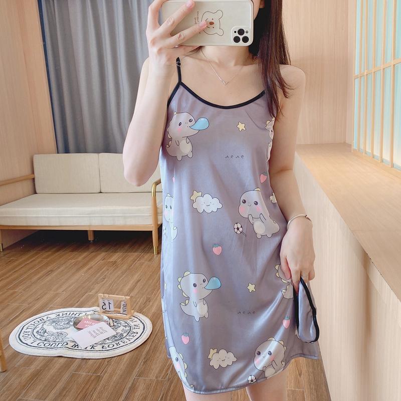Baju Tidur Wanita Gaya Korea Selipar Sutera Ais Nipis Longga - TikTok ...