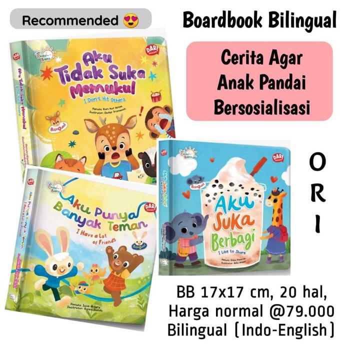 Jual BOARDBOOK Bilingual Cerita Agar Anak Pintar Pandai Bersosialisasi ...