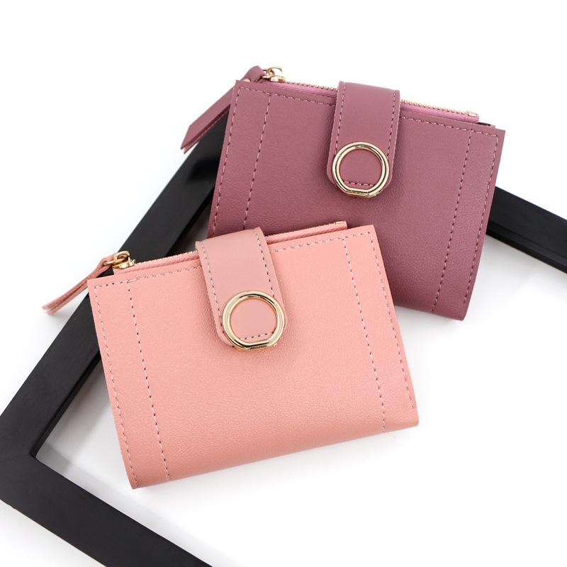 New women's zipper short wallet buckle fresh literary small square ...