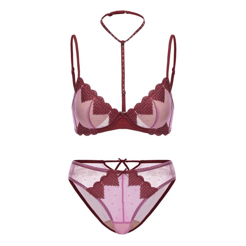 French Hanging Cork Mesh Sand Embroidered Lingerie Women Collection ...