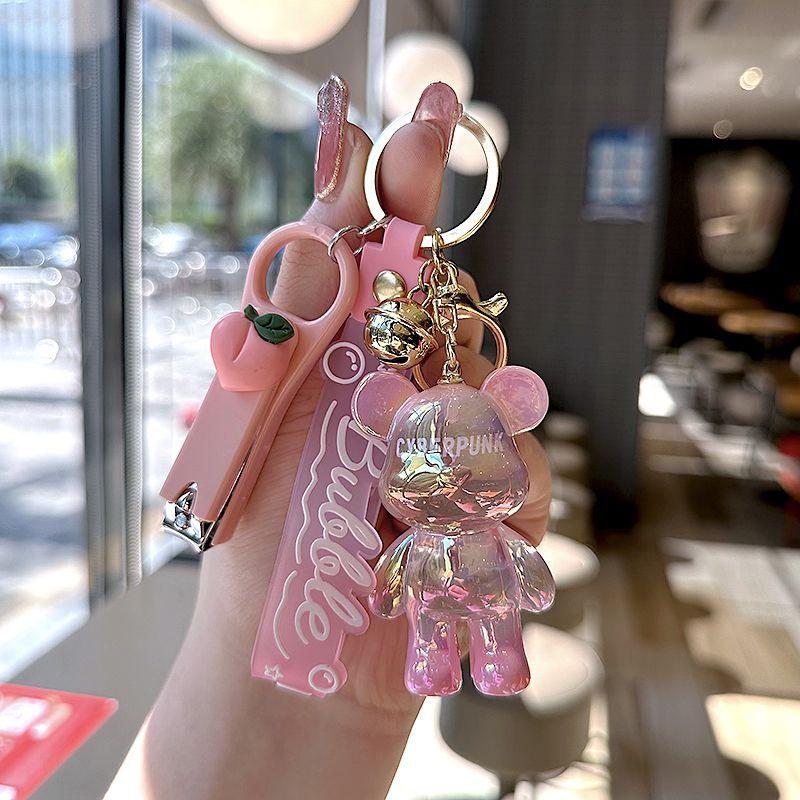 [18000 People Praise] Cute Dreamy Crystal Bow Tie Bear Keychain ...