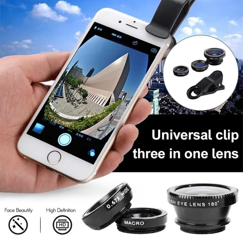 Universal 3 In 1 Fish Eye Lens Wide Angle Macro Smartphone Fisheye ...