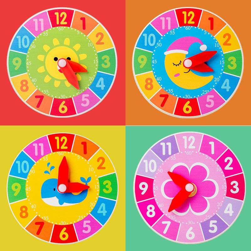 Mainan Jam Kayu, Montessori, Jam Jam, Minit Kedua Kognisi, Berwarna ...