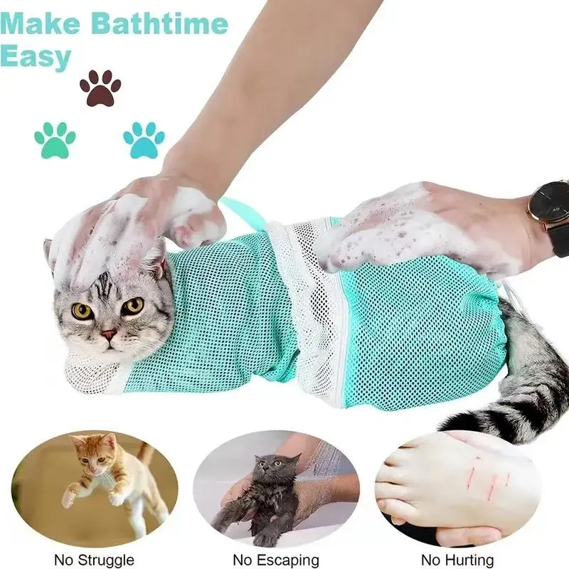 Cat Bath Mesh Bag, 1 Piece Portable Mesh Shower Bag, Adjustable ...
