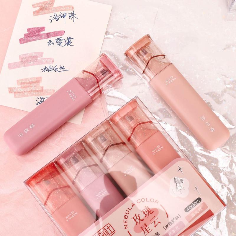 [HA] 4Pcs Glitter Highlighter Smudge-Proof Smooth Writing Colorful ...