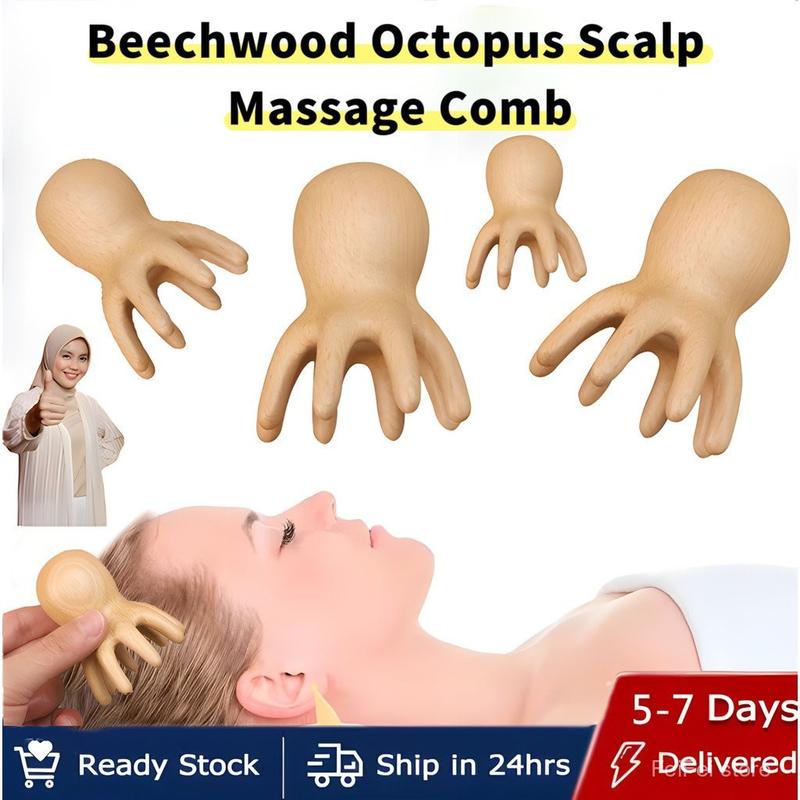 Beechwood Octopus Scalp Massage Comb - Meridian Therapy Brus - TikTok ...