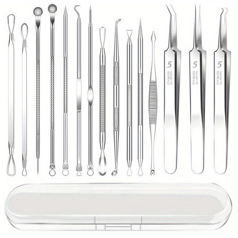 Stainless Steel Pimple Popper Tool Set, Blackhead Cleaning Tool, Pimple ...
