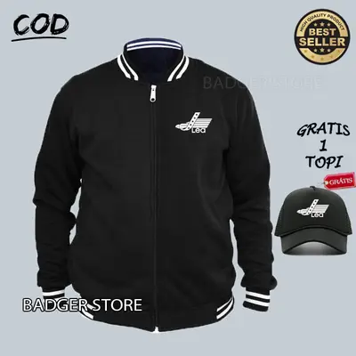 Free Topi...!!! Jaket Zipper Varsity Distro L E A Text Putih Premium ...