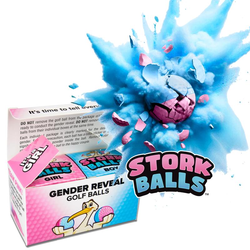 Gender Reveal Golf Ball (2 Pack) - Exploding Balls With Pink And Blue ...
