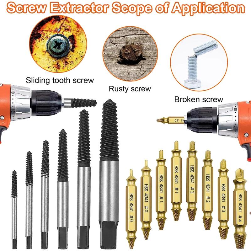 12Pcs Screw Extractor Metal Drill Bit Set Damaged Screws Remover ...
