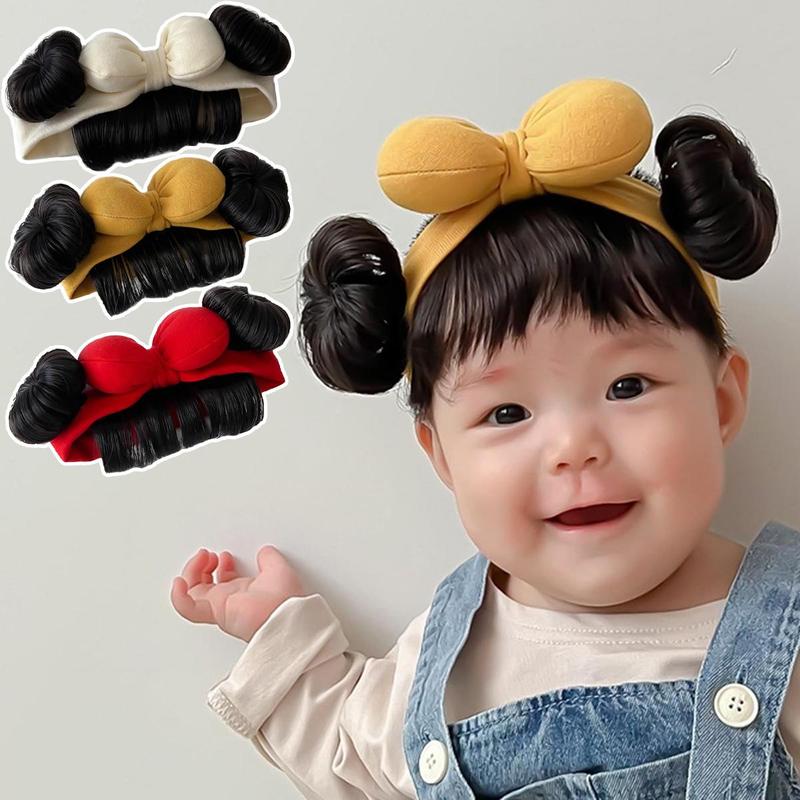 Baby wig bangs headband fashion ball wig headscarf solid hat girl hair ...