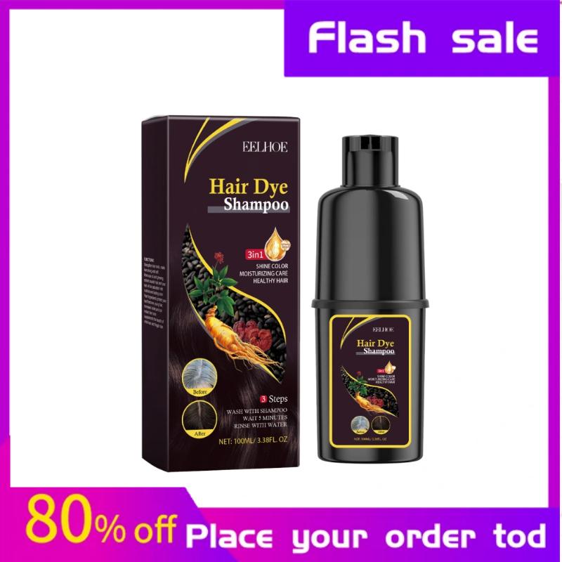 EELHOE Hair Dye Shampoo,Brown,Ginseng Root Extract, Soybean Extract ...