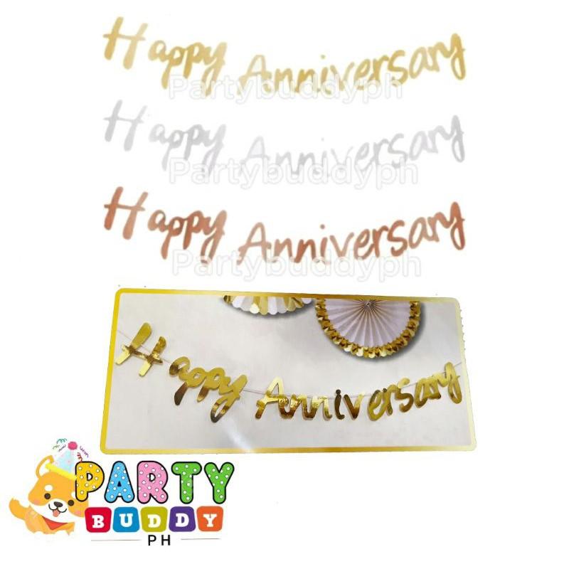 Happy Anniversary Cursive Gold Rosegold Silver Banner Garland - TikTok ...